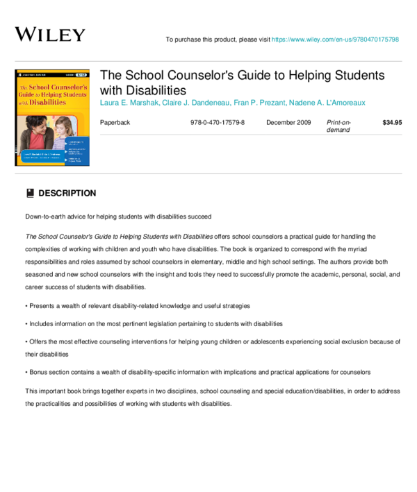 (PDF) The School Counselor's Guide to Helping Students with Disabilities