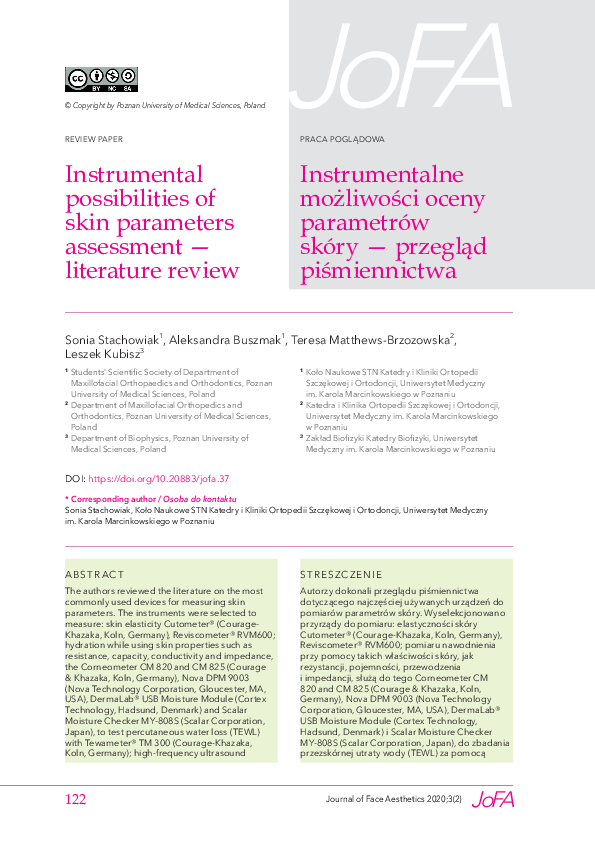 (PDF) Instrumental possibilities of skin parameters assessment ...