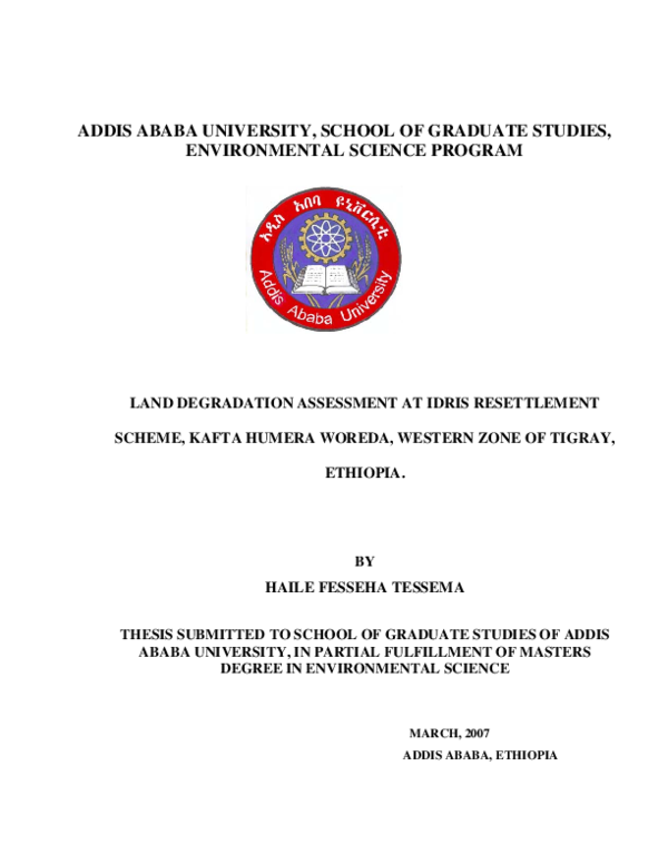 (PDF) Addis Ababa University School of Graduate Studies Environmental ...