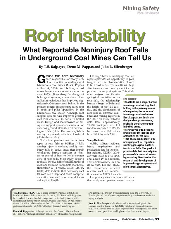 (PDF) Roof Instability: What Reportable Noninjury Roof Falls in ...