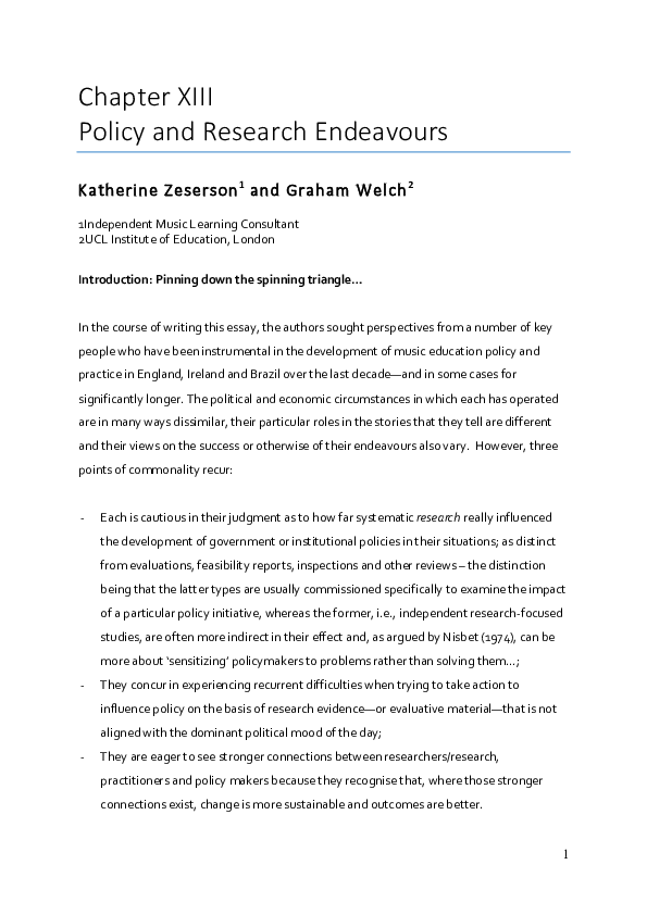(PDF) Policy and Research Endeavors