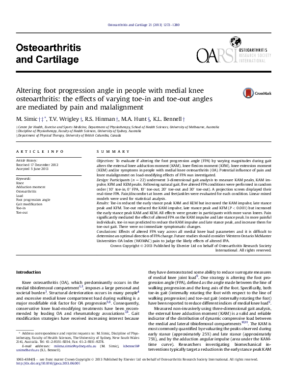 (PDF) Altering foot progression angle in people with medial knee ...