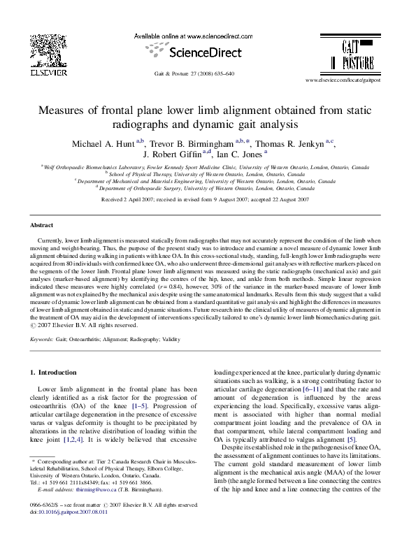(PDF) Measures of frontal plane lower limb alignment obtained from ...