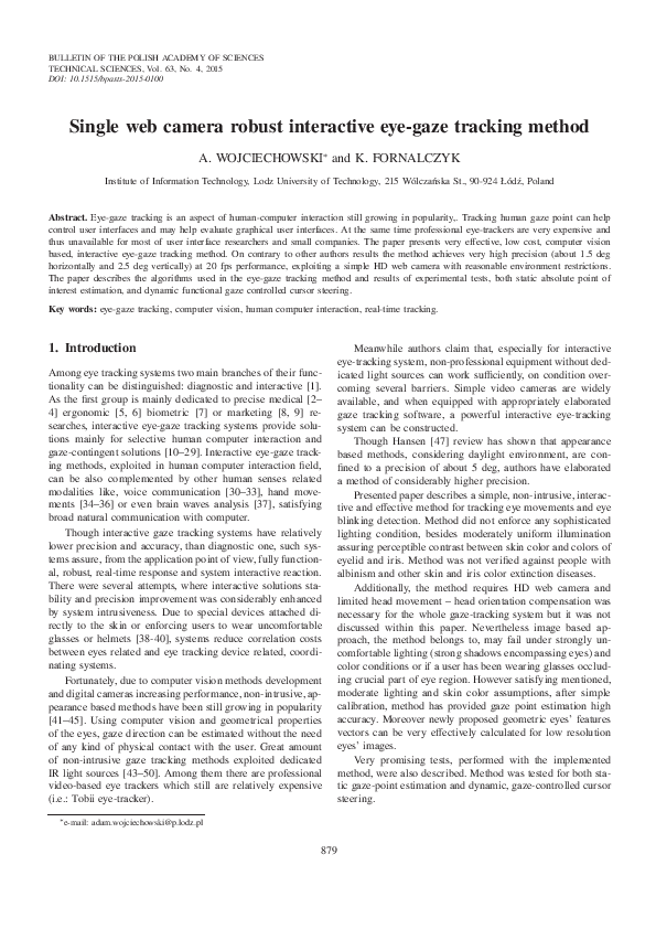 (PDF) Low-Cost Interactive Eye-Gaze Tracking Method
