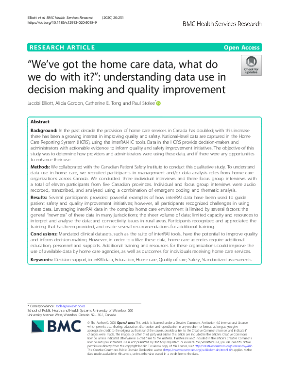 (PDF) “We’ve got the home care data, what do we do with it ...