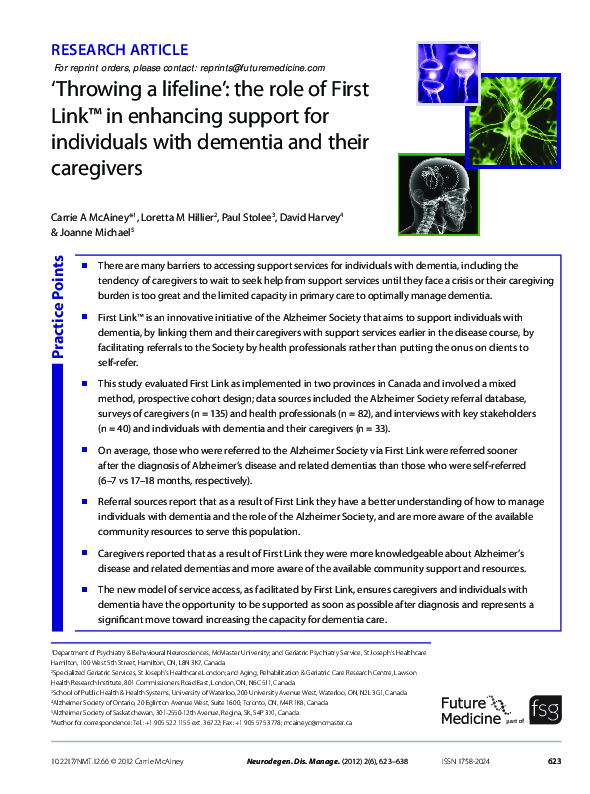 (PDF) ‘Throwing a lifeline’: the role of First Link™ in enhancing ...