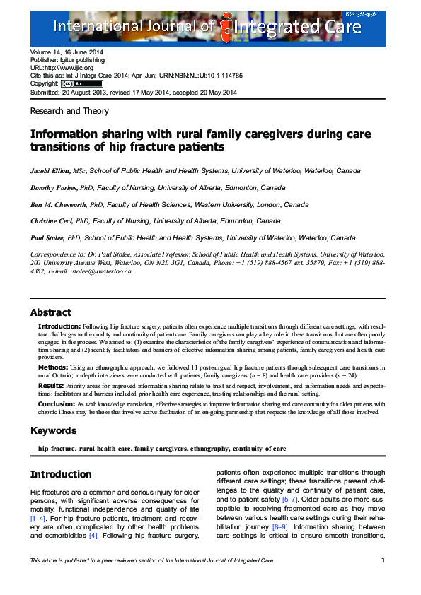 (PDF) Information sharing with rural family caregivers during care ...
