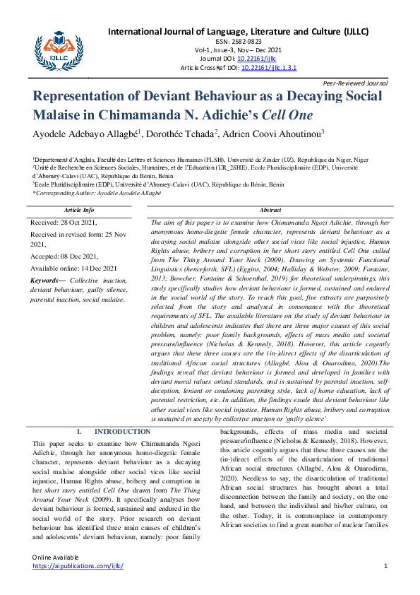 (PDF) Representation of Deviant Behaviour as a Decaying Social Malaise ...