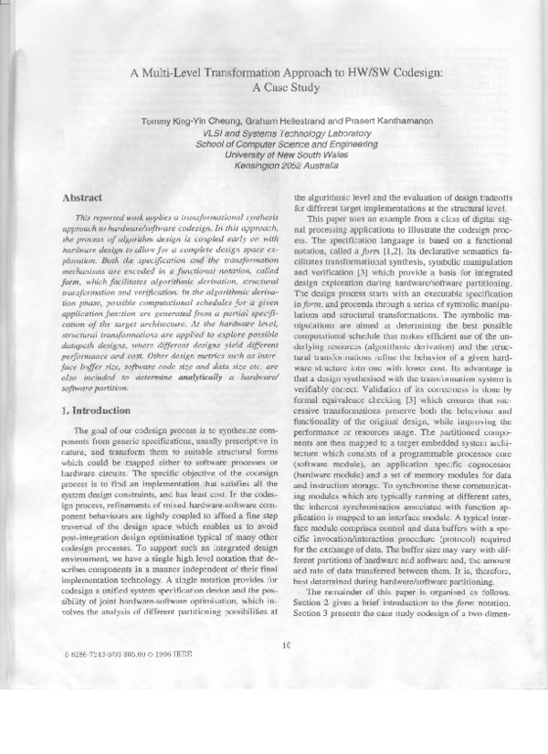 (PDF) A multi-level transformation approach to HW/SW codesign: A case study