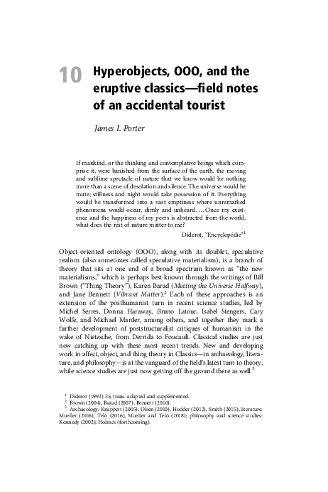 (PDF) Porter Hyperobjects, OOO, and the eruptive classics 2019