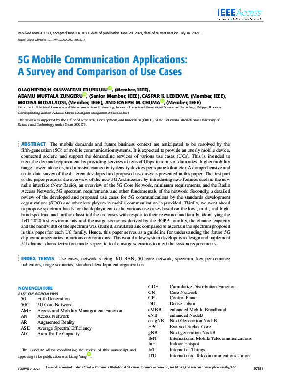 (PDF) 5G Mobile Communication Applications: A Survey and Comparison of ...