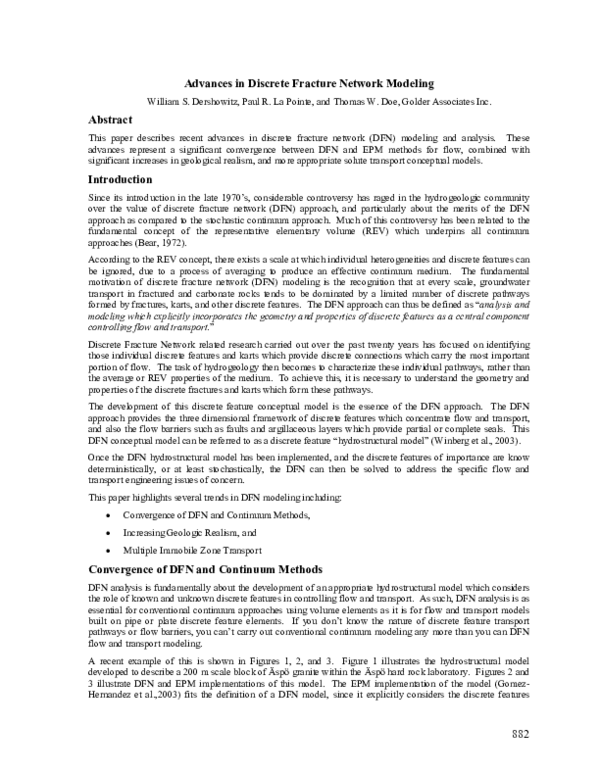 Pdf Advances In Discrete Fracture Network Modeling