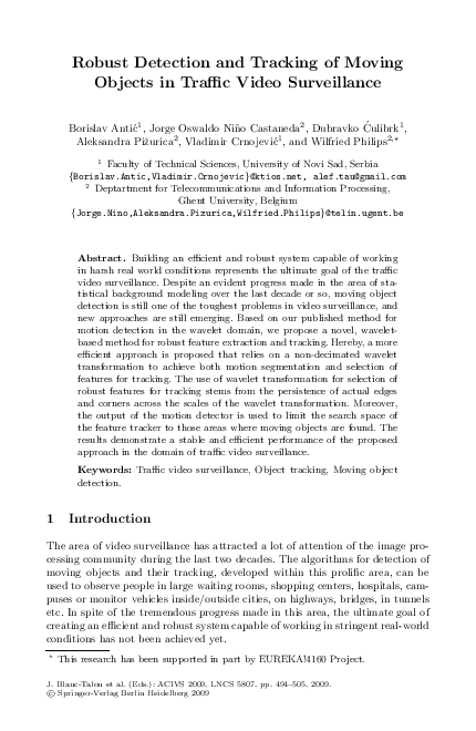 (PDF) Wavelet-Based Tracking in Traffic Surveillance