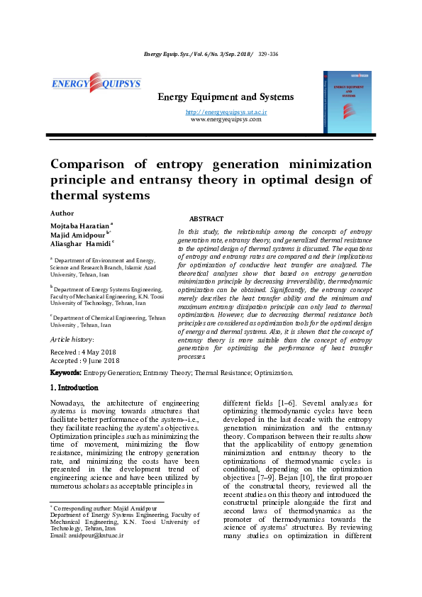 (PDF) Entropy vs Entransy in Thermal System Design