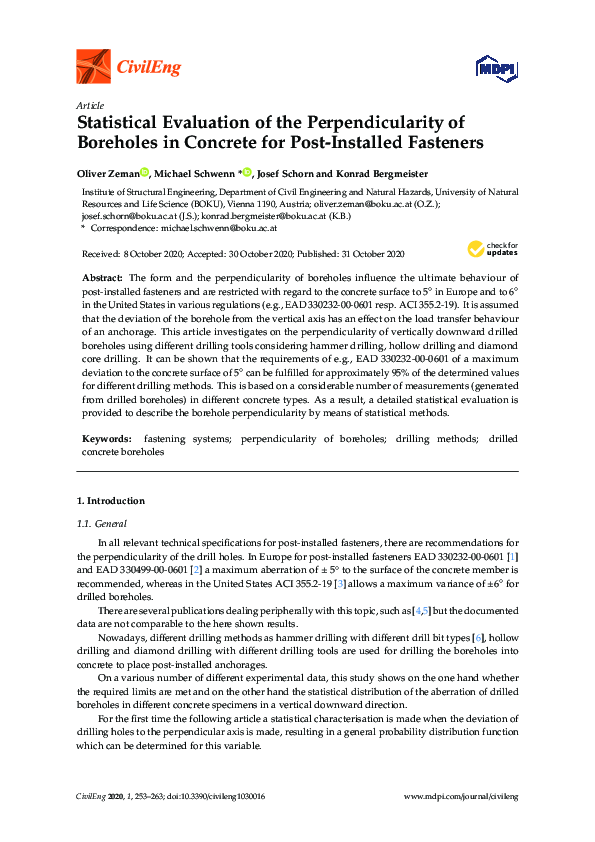 (PDF) Statistical Evaluation of the Perpendicularity of Boreholes in ...