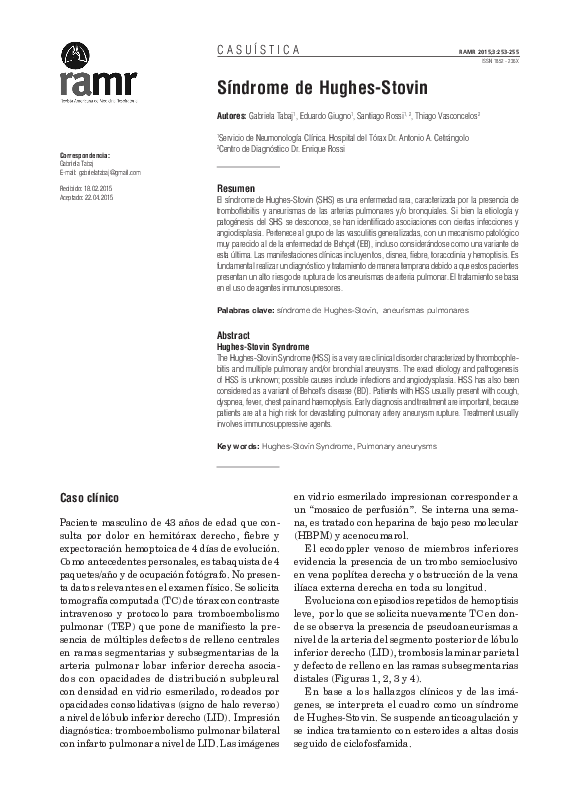 (PDF) Síndrome de Hughes-Stovin