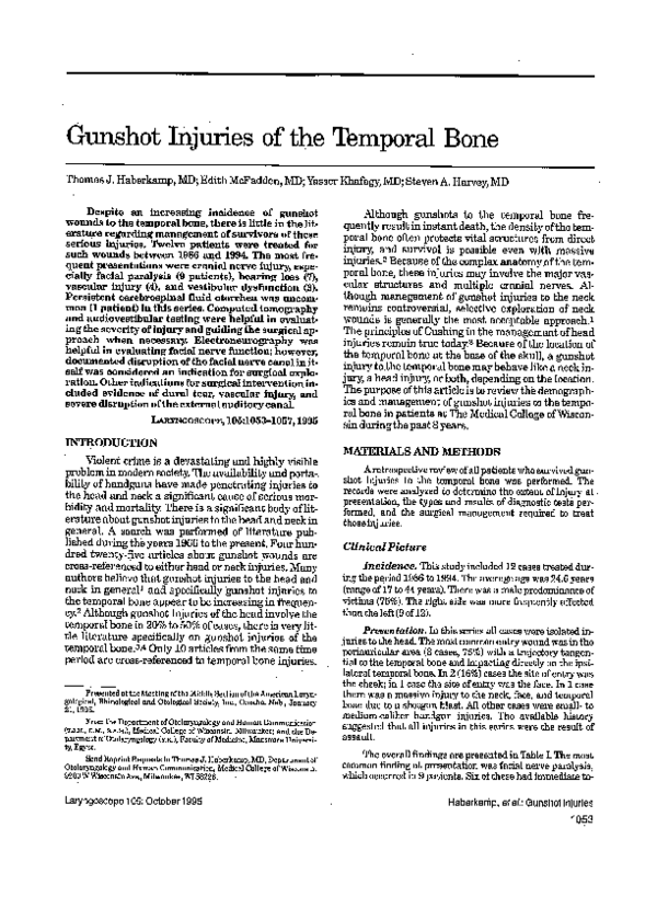 (PDF) Gunshot Injuries of the Temporal Bone
