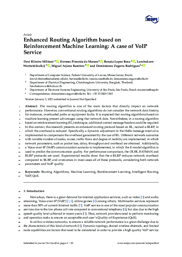 Pdf Enhanced Routing Algorithm Based On Reinforcement Machine Learning—a Case Of Voip Service