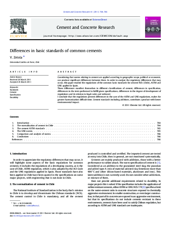 (PDF) Differences in basic standards of common cements