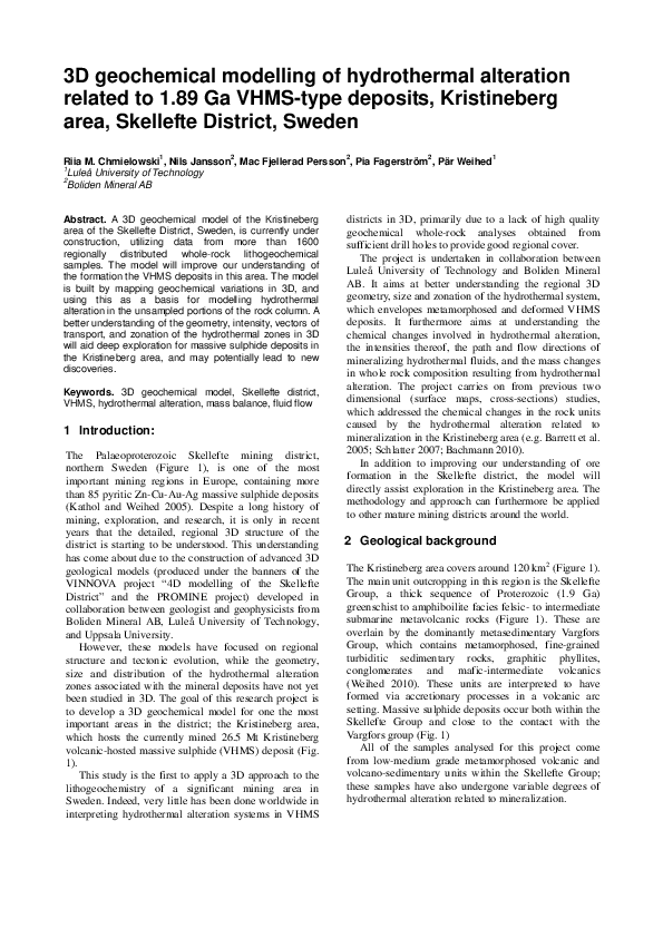 (PDF) 3D geochemical modelling of hydrothermal alteration related to 1. ...