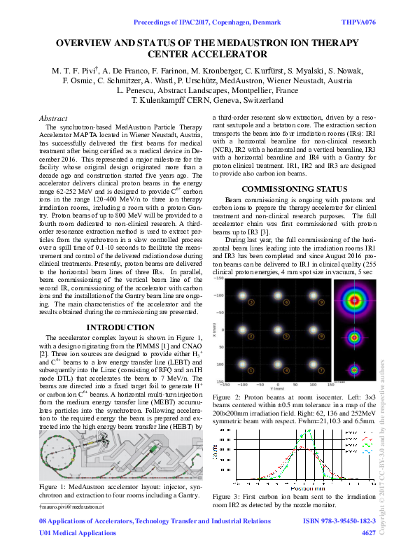 (PDF) Overview and Status of the MedAustron Ion Therapy Center Accelerator