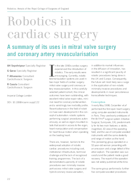 (PDF) Robotics in cardiac surgery
