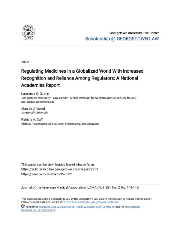 (PDF) Regulating Medicines in a Globalized World With Increased ...
