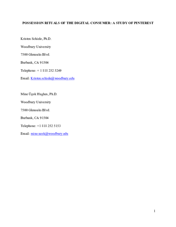 (PDF) Possession Rituals of the Digital Consumer: a Study of Pinterest