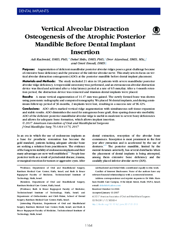 (PDF) Vertical Alveolar Distraction Osteogenesis of the Atrophic ...