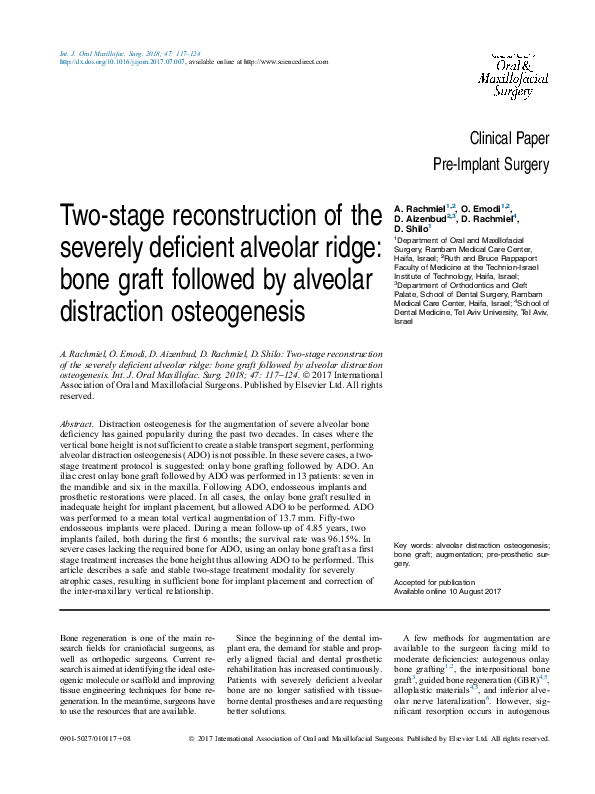 (PDF) Two-stage reconstruction of the severely deficient alveolar ridge ...