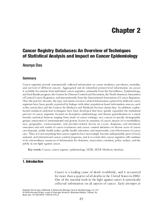 (PDF) Cancer Registry Databases: An Overview of Techniques of ...