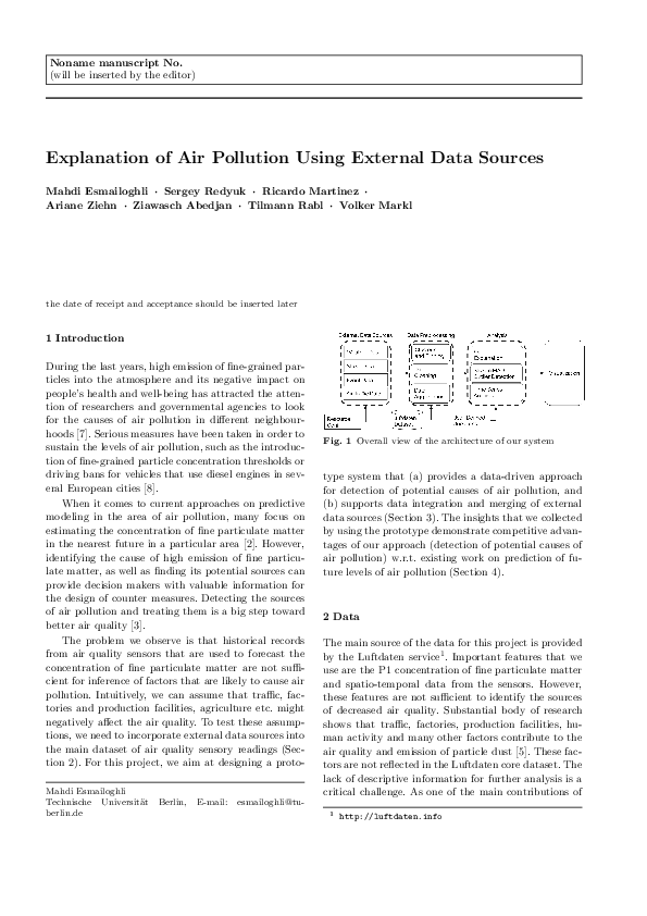 (PDF) Explanation of Air Pollution Using External Data Sources