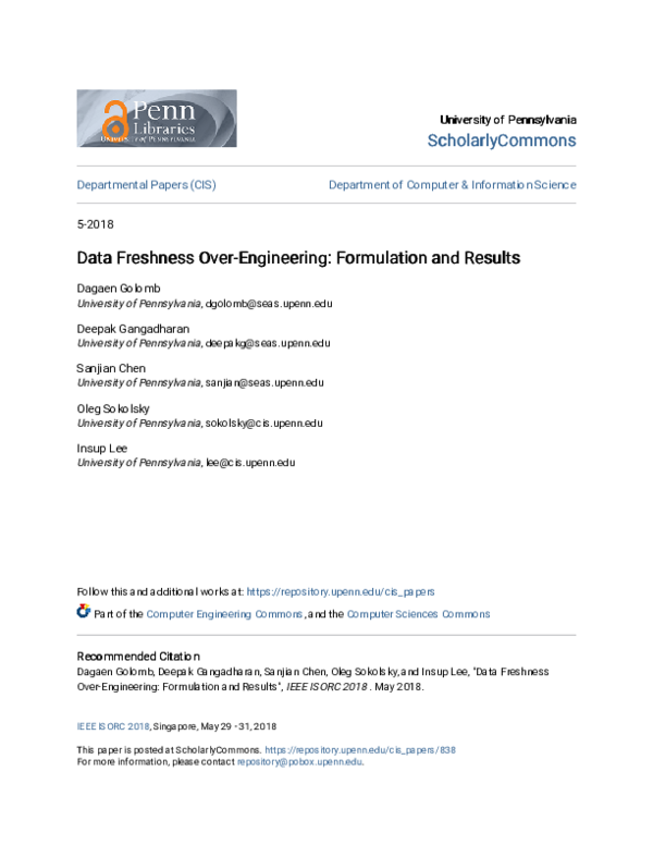 (PDF) Data Freshness Over-Engineering: Formulation and Results