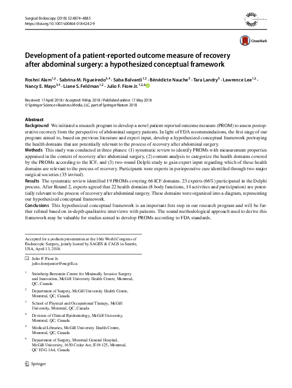 (PDF) Development of a patient-reported outcome measure of recovery ...