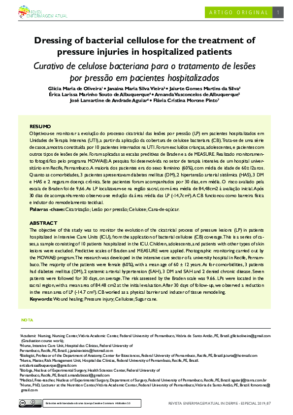 (PDF) Dressing of bacterial cellulose for the treatment of pressure ...