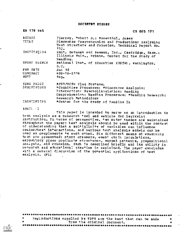 (PDF) Discourse Comprehension and Production: Analyzing Text Structure ...