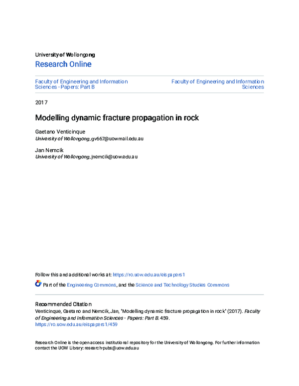 (PDF) Modelling Dynamic Fracture Propagation in Rock
