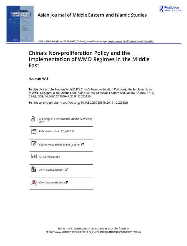 (PDF) China’s Non-proliferation Policy and the Implementation of WMD ...