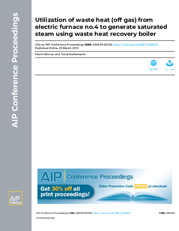 (PDF) Utilization of waste heat (off gas) from electric furnace no.4 to ...