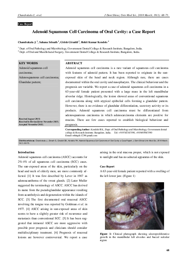 (PDF) Adenoid Squamous Cell Carcinoma of Oral Cavity: a Case Report