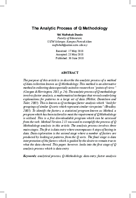 (PDF) The Analytic Process of Q Methodology