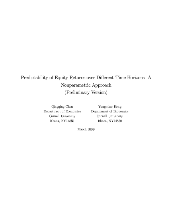 Pdf Predictability Of Equity Returns Over Different Time Horizons A