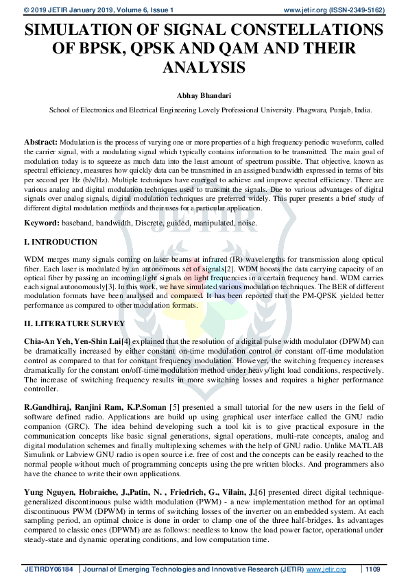 Pdf Simulation Of Signal Constellations Of Bpsk Qpsk And Qam And