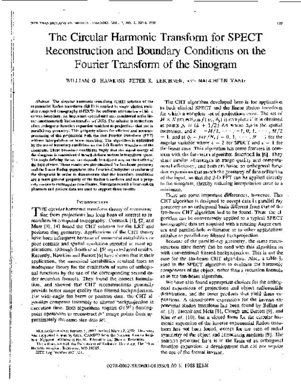 (PDF) The circular harmonic transform for SPECT reconstruction and ...