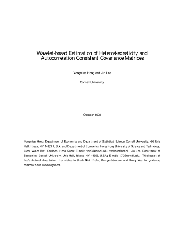 Pdf Wavelet Based Estimation Of Heteroskedasticity And