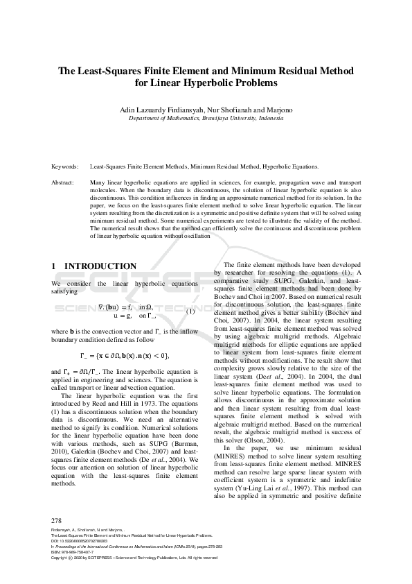 (PDF) The Least-Squares Finite Element and Minimum Residual Method for Linear Hyperbolic Problems