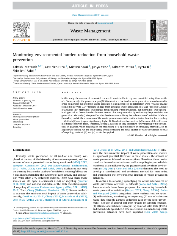 (PDF) Monitoring environmental burden reduction from household waste ...