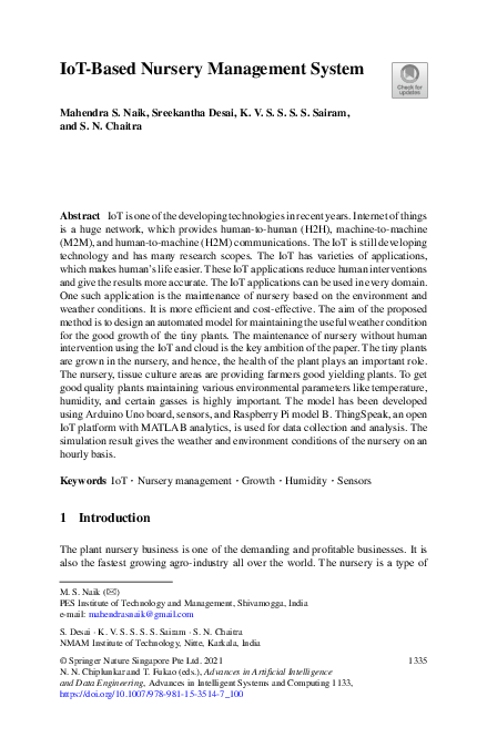 (PDF) IoT-Based Nursery Management System