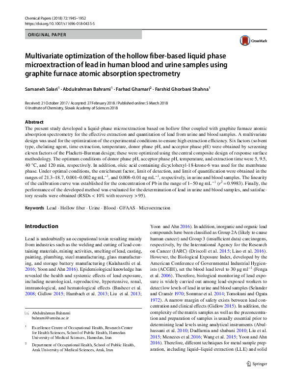 (PDF) Multivariate optimization of the hollow fiber-based liquid phase microextraction of lead ...