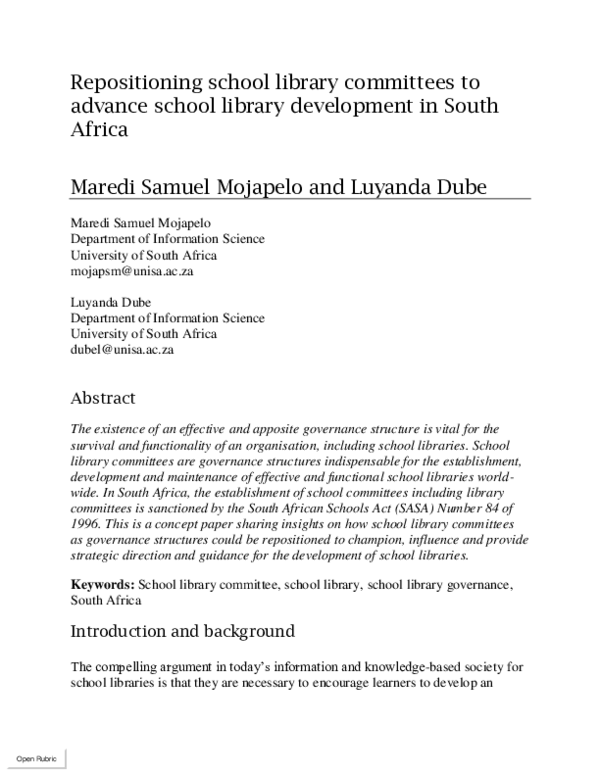 (PDF) Repositioning school library committees to advance school library ...